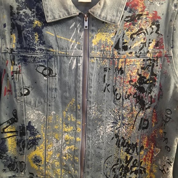 Clio | Jackets & Coats | Handpainted Graffiti Art Denim Jacket | Poshmark